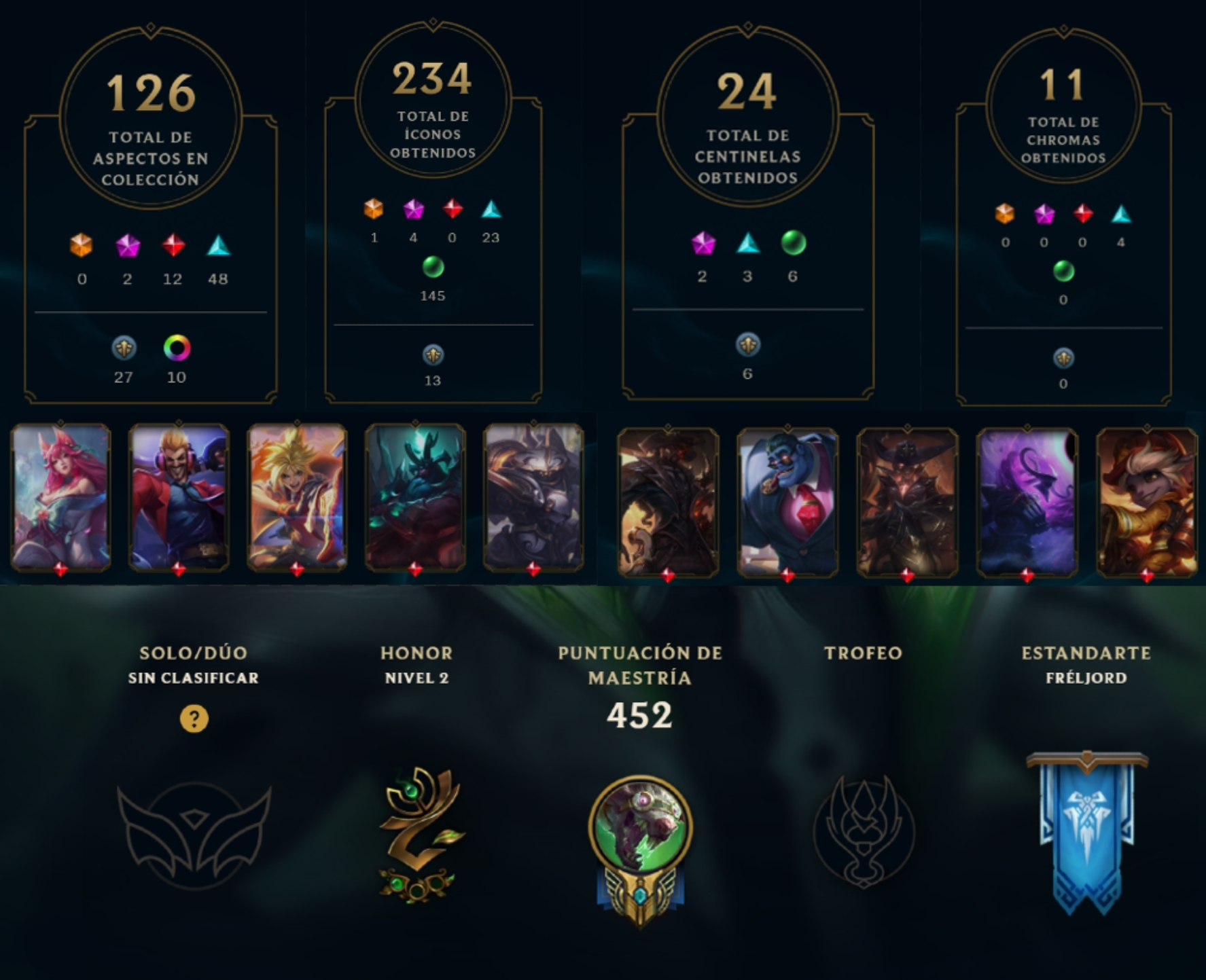 LoL | Level 285 | Region LAN | Champion Count 155 | Skins Count 126 ...