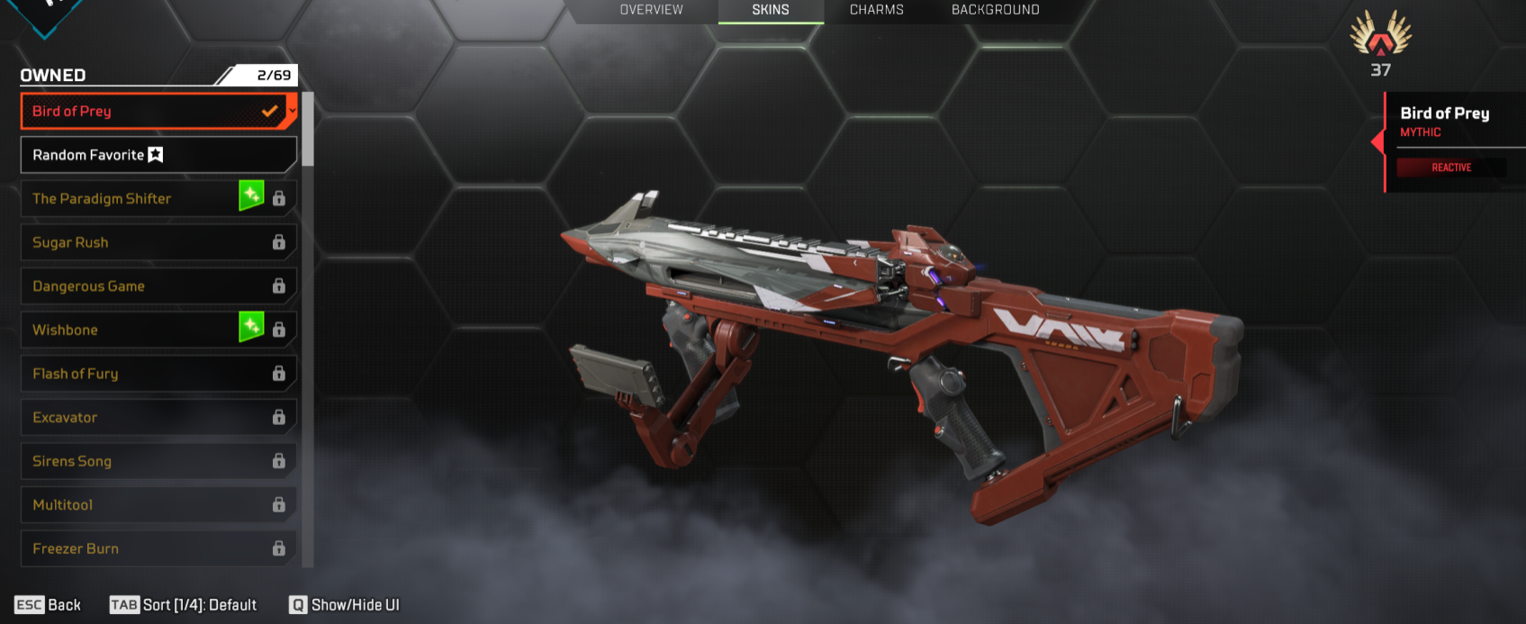 EA R99-BIRD OF PREY 30 Legendary skins 30 Exotic 1.2K Legend Tokens ...