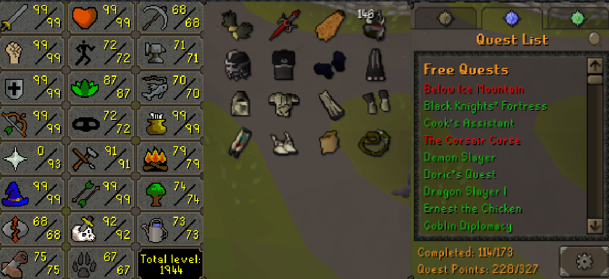 Max Melee Main | 1940+ Total | 220+ QP | 99 Range | 99 Magic | 93 ...